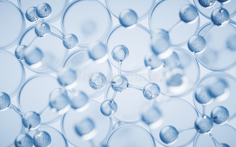 Molecules with Blue Background, 3d Rendering Stock Illustration ...