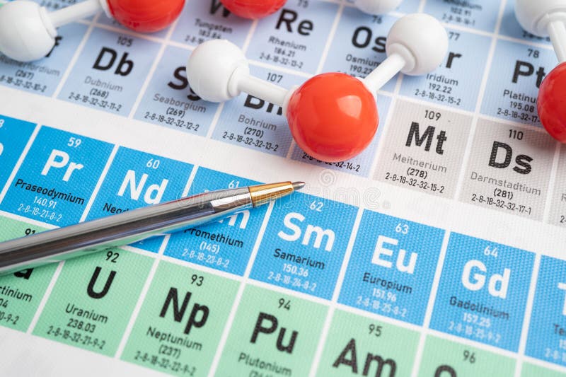 Molecules Chemical on a Periodic Table Background Stock Image - Image ...