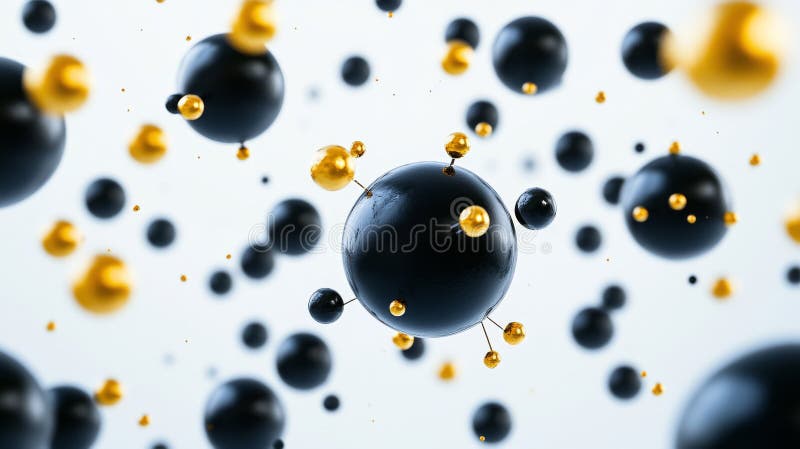 Molecules of Gold and Black Flow Against a White Backdrop in the Realm ...