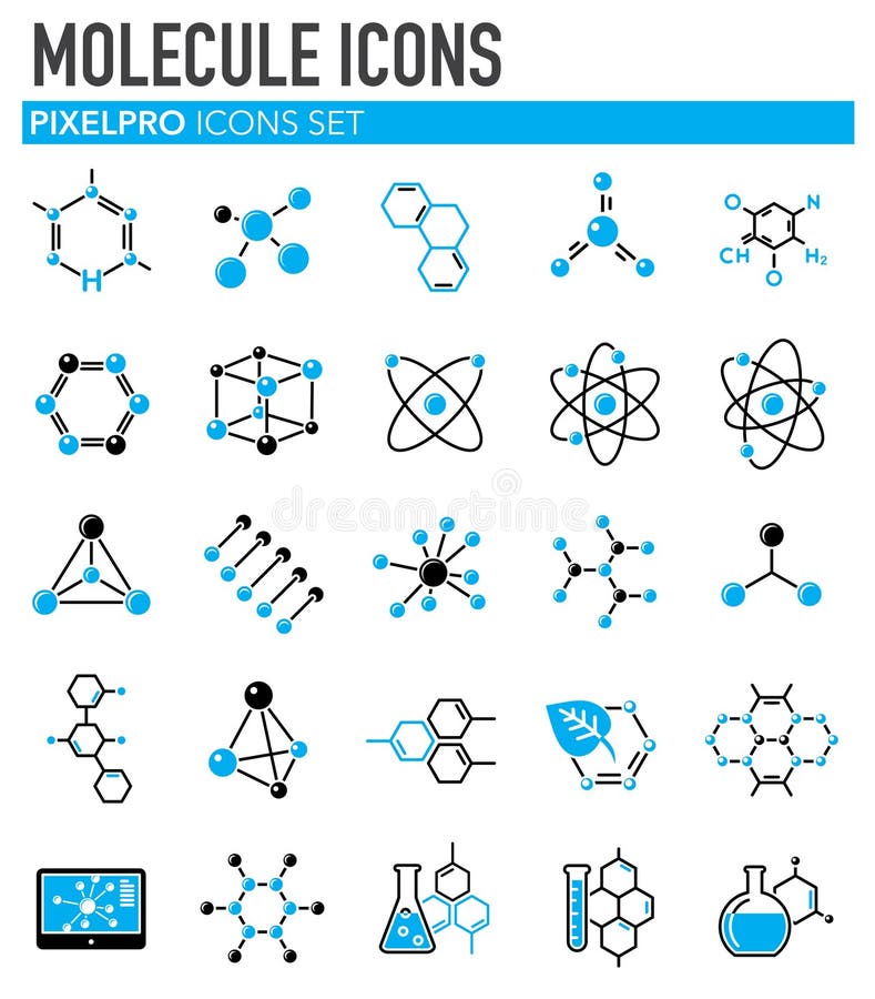 Molecules Icons Set on Squares Background for Graphic and Web Design ...
