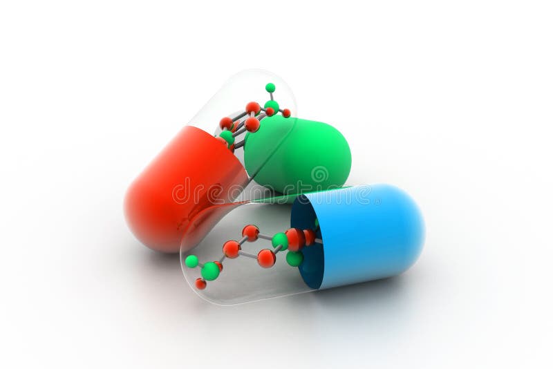 Molecules Inside the Capsule Stock Illustration - Illustration of ...