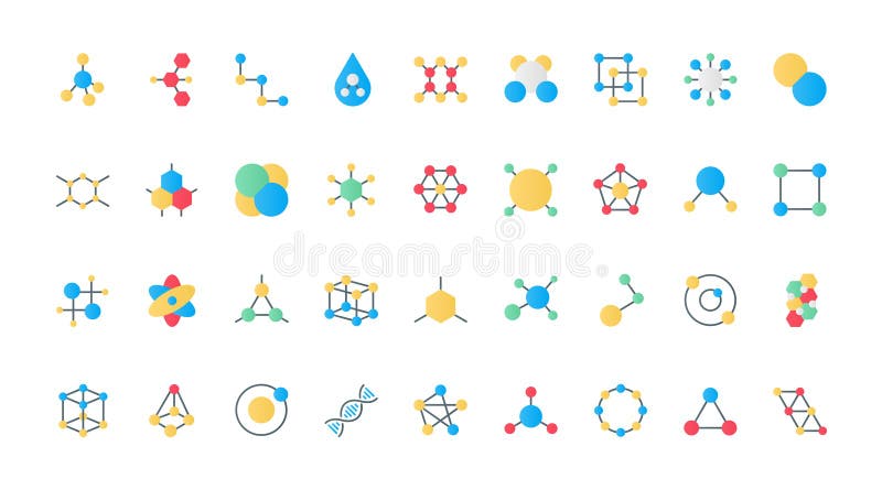 Molecule Model Icons Set. Chemistry Structure of Molecules and Science ...