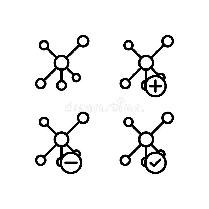 Molecules, Plus, Check, Minus Sign Icons. Element of Outline Button ...