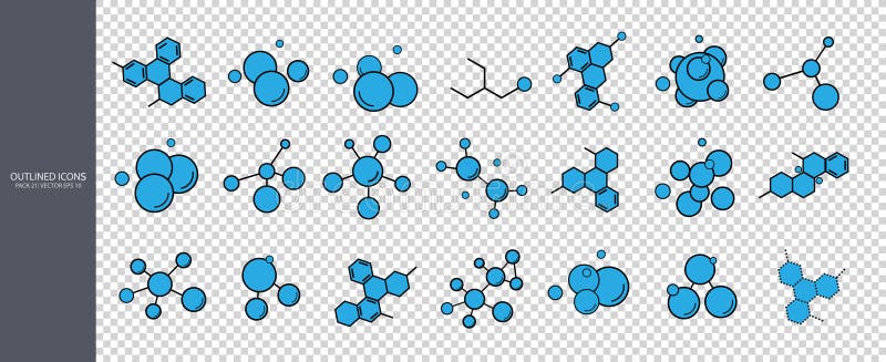 Molecules and Structural Compounds are Blue on a Transparent Background ...