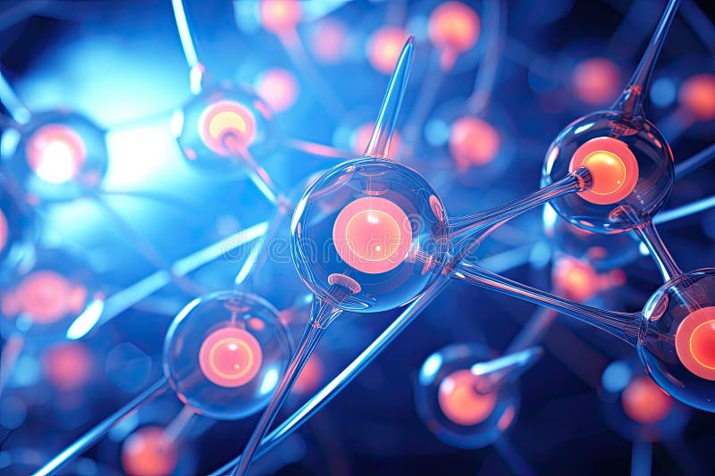 Molecules with Transparent Shields Around Main Atom. Science Concept ...