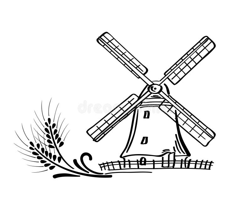 Molen vector illustratie. Illustration of wind, gebouw - 14240833