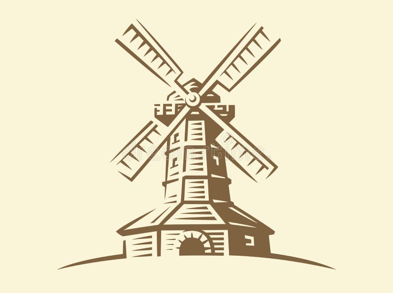Molen - Vectorillustratie Op Lichte Achtergrond Vector Illustratie ...