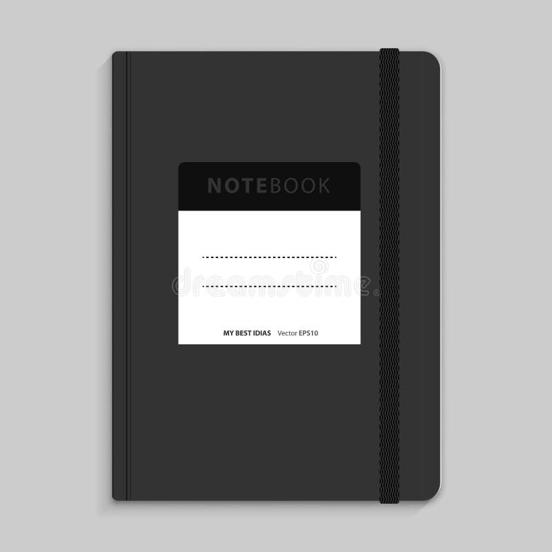 Moleskin Notebook with Black Elastic Band Vector Image. Stock Vector ...