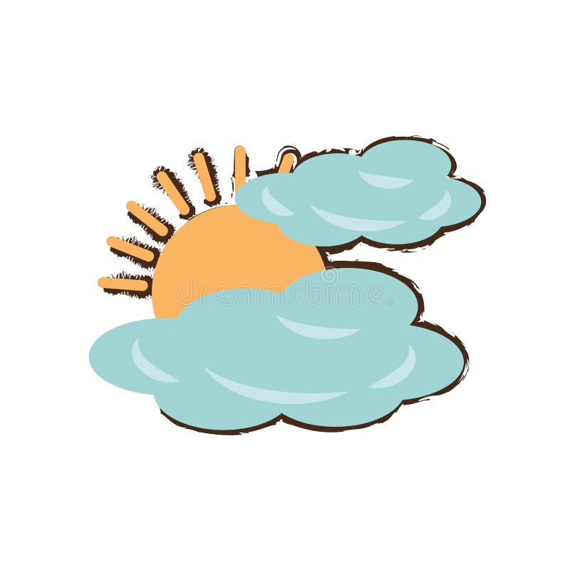 Moln med solsymbolsbild stock illustrationer. Illustration av natur ...