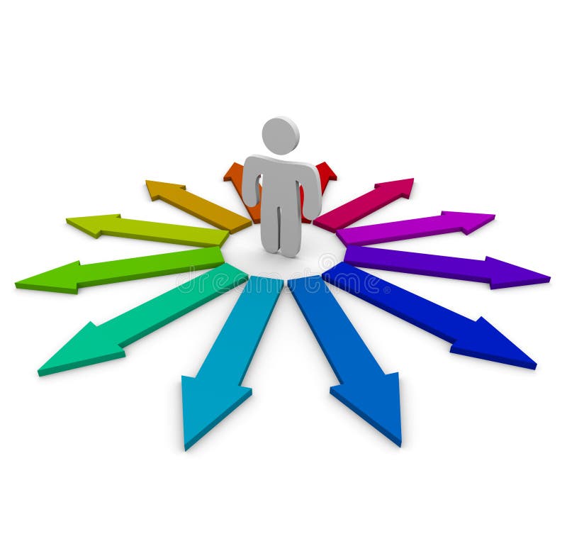 Frecce Variopinte Che Indicano Il Centro Illustrazione di Stock ...