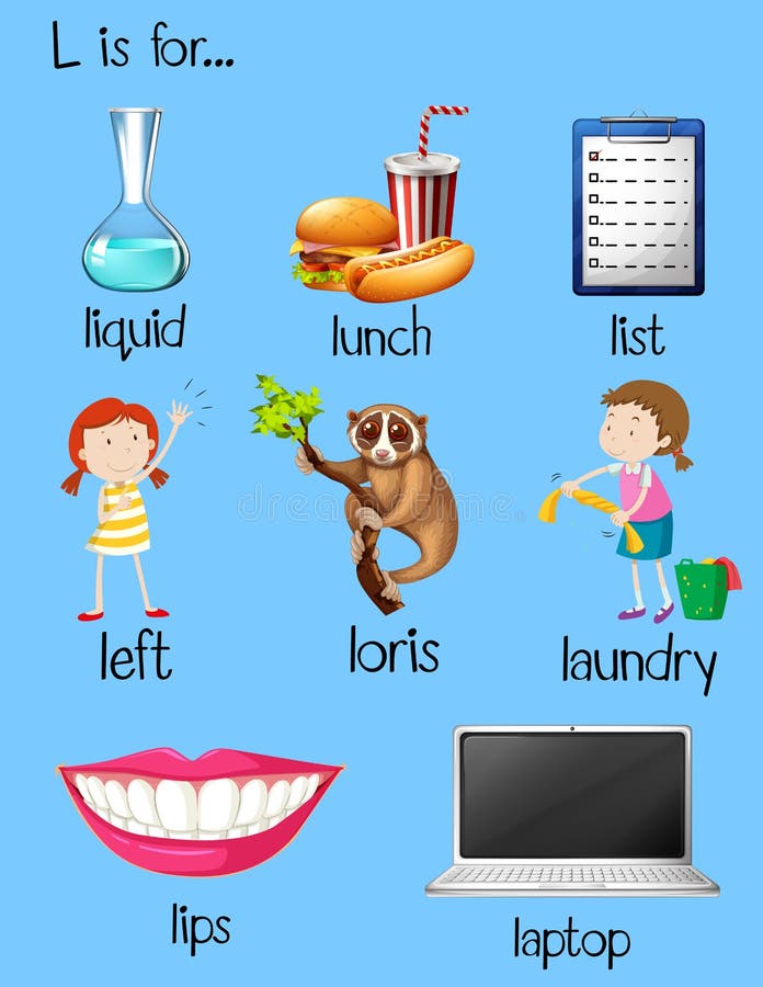 Molte Parole Cominciano Con La Lettera L Illustrazione Vettoriale ...