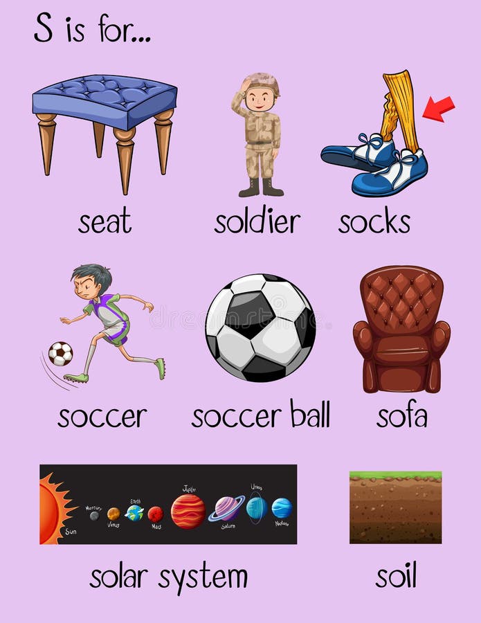 Molte Parole Cominciano Con La Lettera S Illustrazione Vettoriale ...