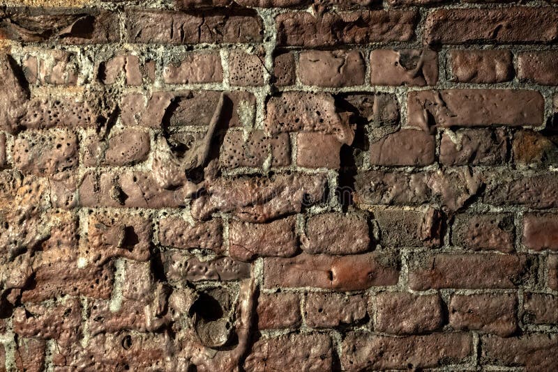 View of Molten brick wall stock photo. Image of molten - 135179358