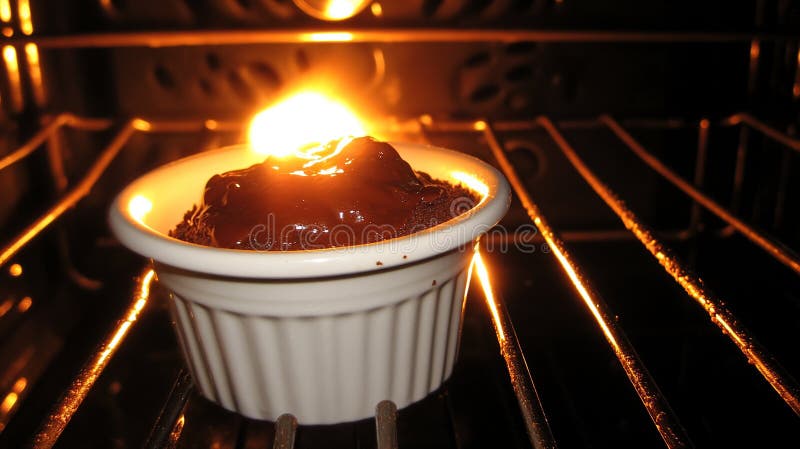 Molten Chocolate Dessert Baking Oven Flame Stock Photo - Image of yummy ...