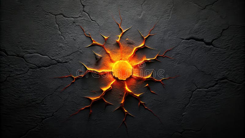 Molten Core Bursting through Cracked Surface, Glowing Radiantly ...