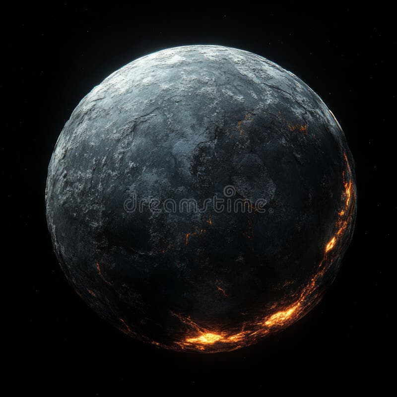 Molten Cracks on a Moon S Surface Glowing in Darkness Stock Image ...