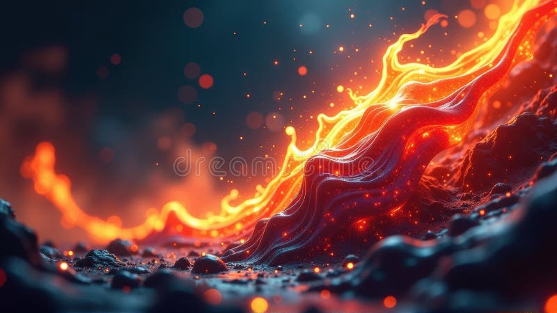 Molten Fire Wave Abstract stock illustration. Illustration of vibrant ...