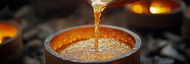 Molten Gold Being Poured, Metal Casting Process, Sparkling Liquid Metal ...