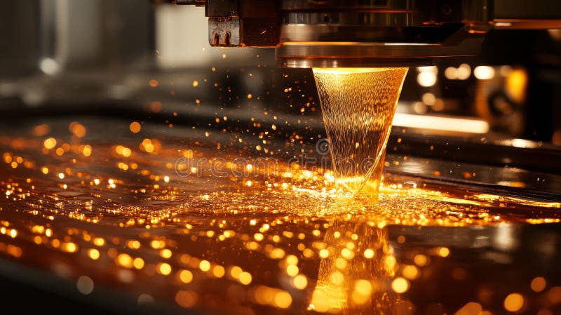 Molten Gold Pouring into Industrial Mold Stock Illustration ...