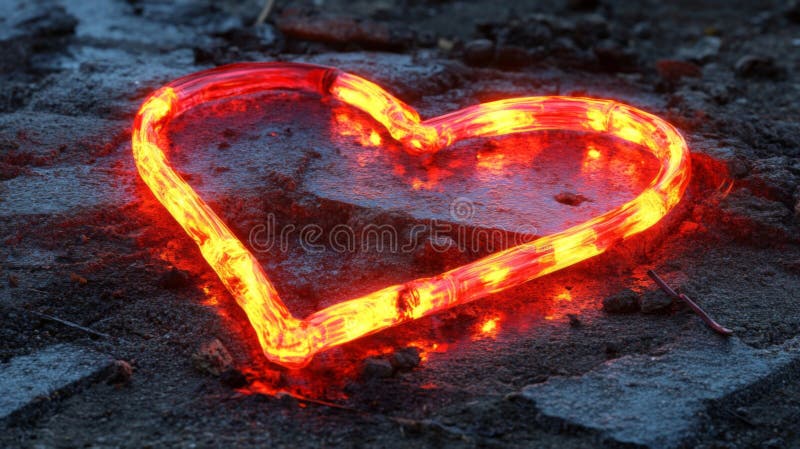 Molten Heart Glows Intensely on Dark Ground Stock Illustration ...
