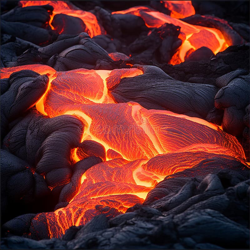 Molten lava, AI Generative stock illustration. Illustration of orange ...