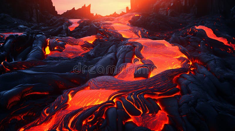Molten lava, AI Generative stock illustration. Illustration of lava ...