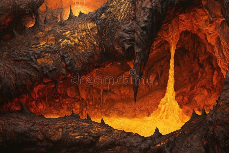 Molten Lava Breaking through the Earths Crust, Close-up Stock ...