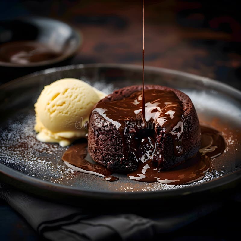 Molten Lava Cake. Warm Chocolate Dessert Stock Illustration ...