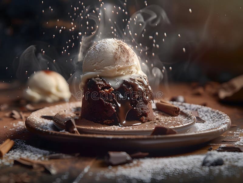 Molten Lava Cake. Warm Chocolate Dessert Stock Illustration ...