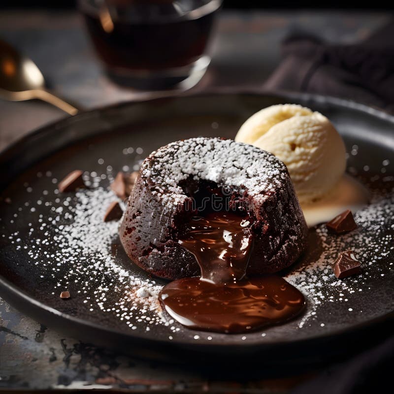 Molten Lava Cake. Warm Chocolate Dessert Stock Illustration ...