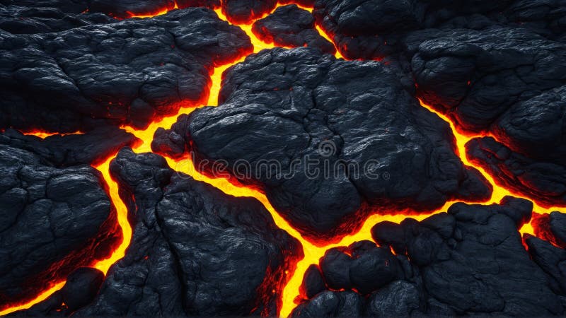 Molten Lava Cracks: Fiery Texture of Volcanic Rock Formation Stock ...