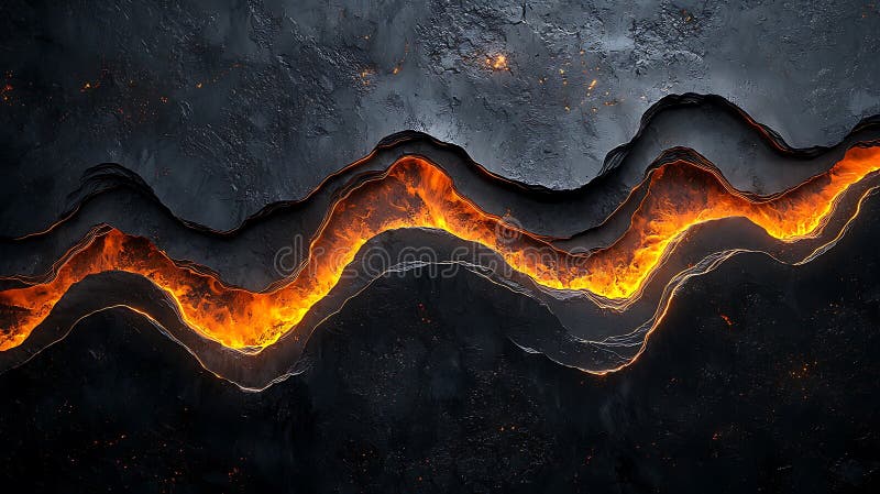 Molten Lava Flows in Deep Reds, Oranges, and Dark Textures Stock ...