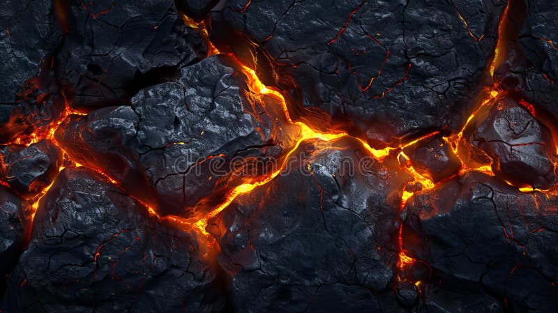 Molten Lava Flows Down a Volcanic Slope, Creating a Mesmerizing and ...