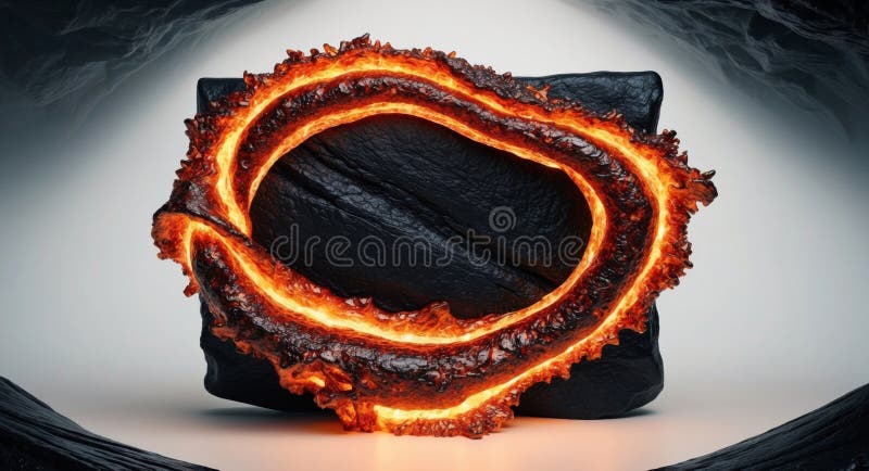 Molten Lava Frame Around a Black Stone Background. Stock Image - Image ...