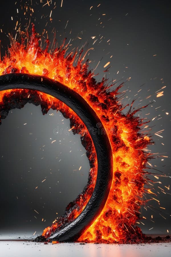 Molten Lava Frame with Glowing Embers and Sparks. Stock Photo - Image ...