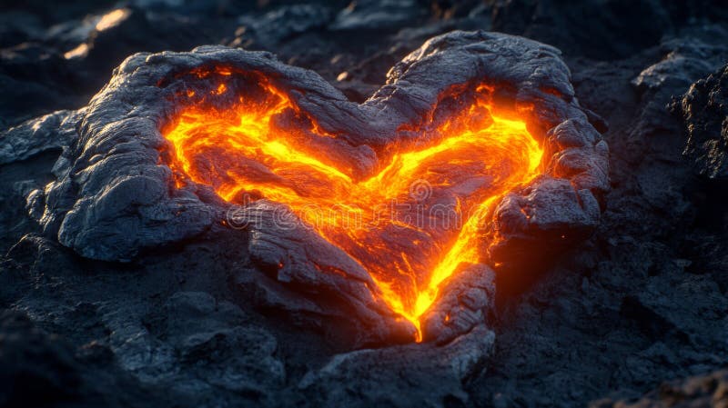 Molten Lava Heart Formed in Volcanic Rock Stock Illustration ...