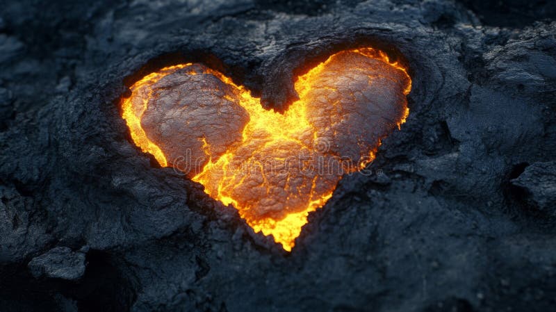Molten Lava Heart Formed in Volcanic Rock Stock Illustration ...