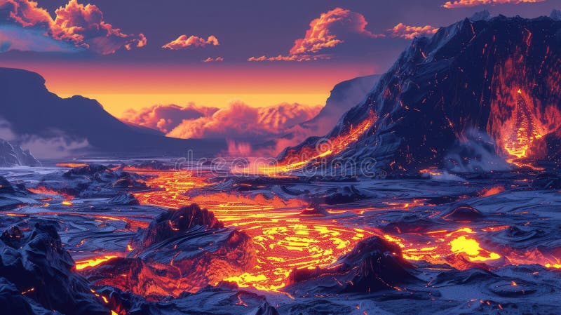 Molten lava landscape stock illustration. Illustration of molten ...