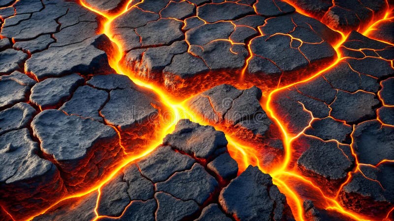 Molten Lava Texture on a Black Stone Background: a Burning Floor ...