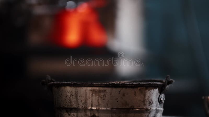 Molten Metal is Poured from a Ladle, Side View Stock Video - Video of ...