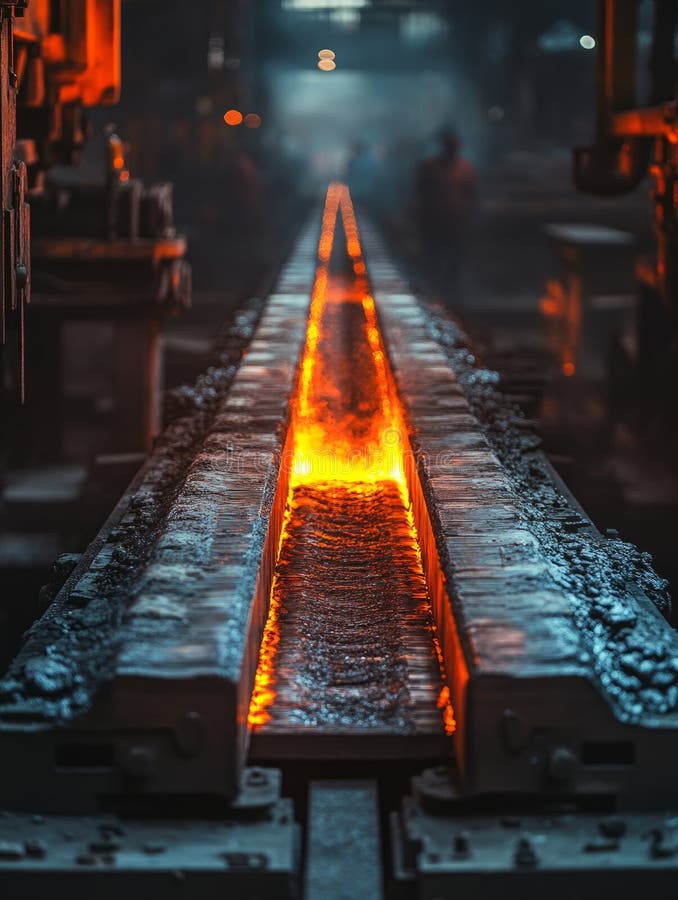 Molten Metal Being Processed in an Industrial Foundry. Stock Photo ...