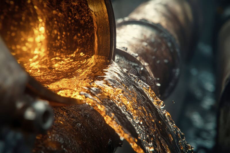 Molten Metal Pouring into Pipes with Flowing Water Creating a Striking ...