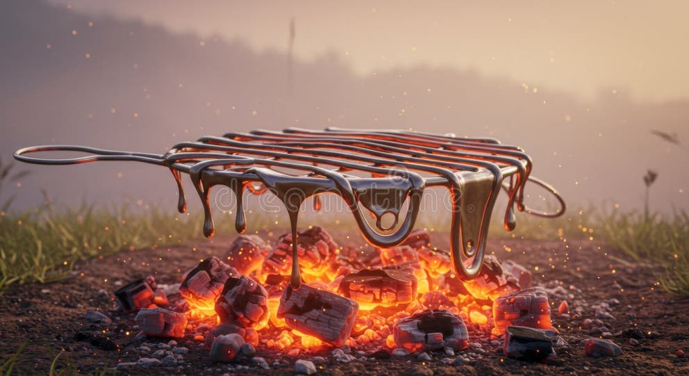 Molten Metal Dripping on Campfire Grill Stock Illustration ...