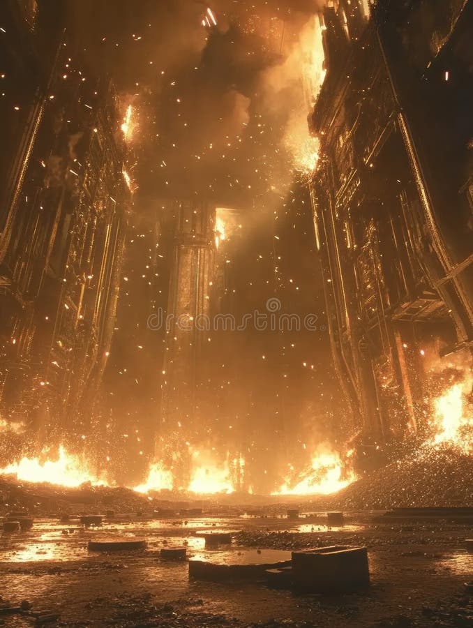 Molten Metal Flows into Casting Molds, Igniting an Intense Atmosphere ...