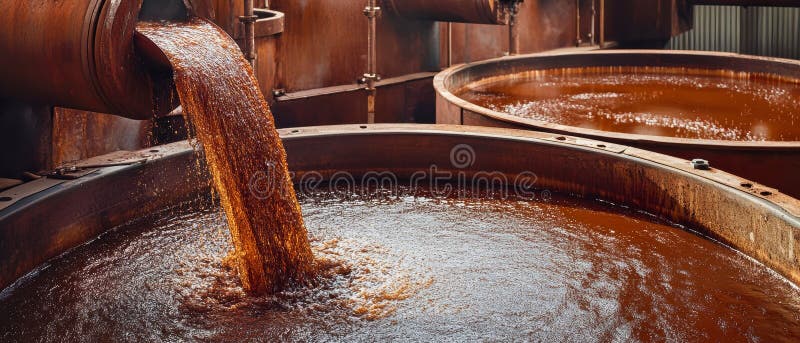 Intricate Process of Refining Raw Iron Captured in Industrial Landscape ...