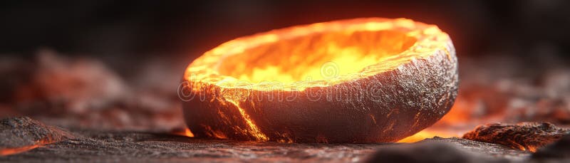 Molten Metal Glowing in a Crucible, Hot and Liquid Stock Illustration ...