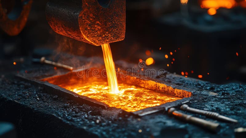 Molten Metal Pouring into a Casting Mold Stock Illustration ...