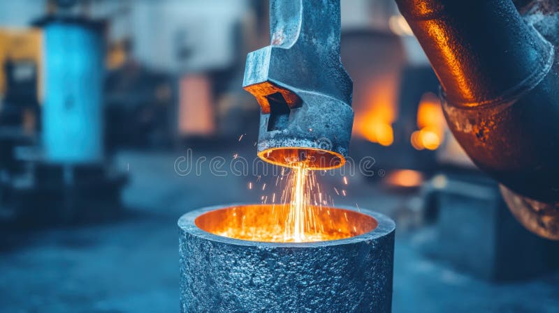 Molten Metal Pouring into Casting Stock Illustration - Illustration of ...