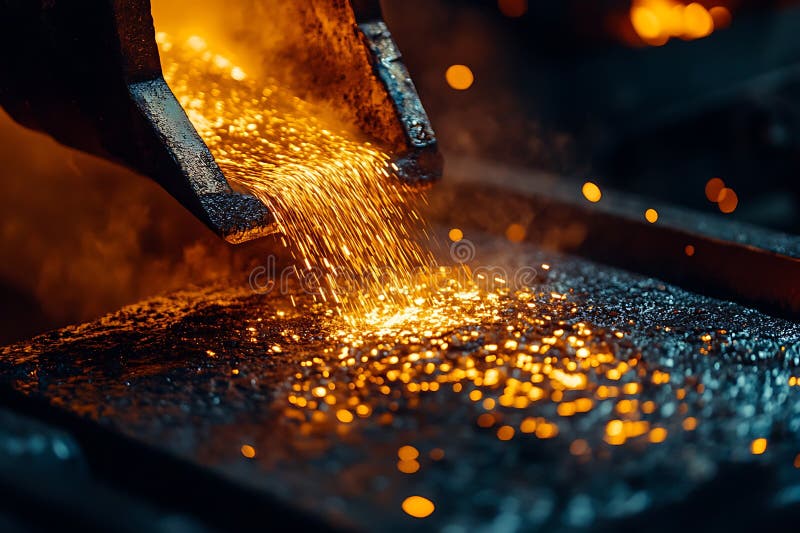 Molten Metal Pouring stock illustration. Illustration of manufacturing ...