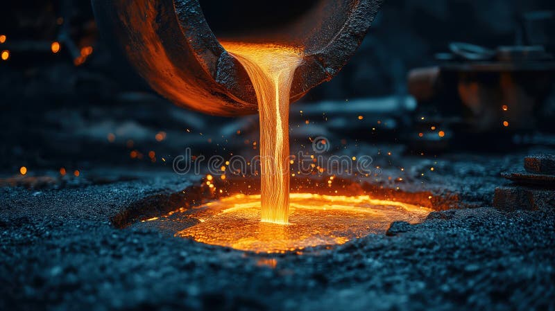 Molten Metal Pouring Mold Industrial Foundry Setting Ai Generative ...